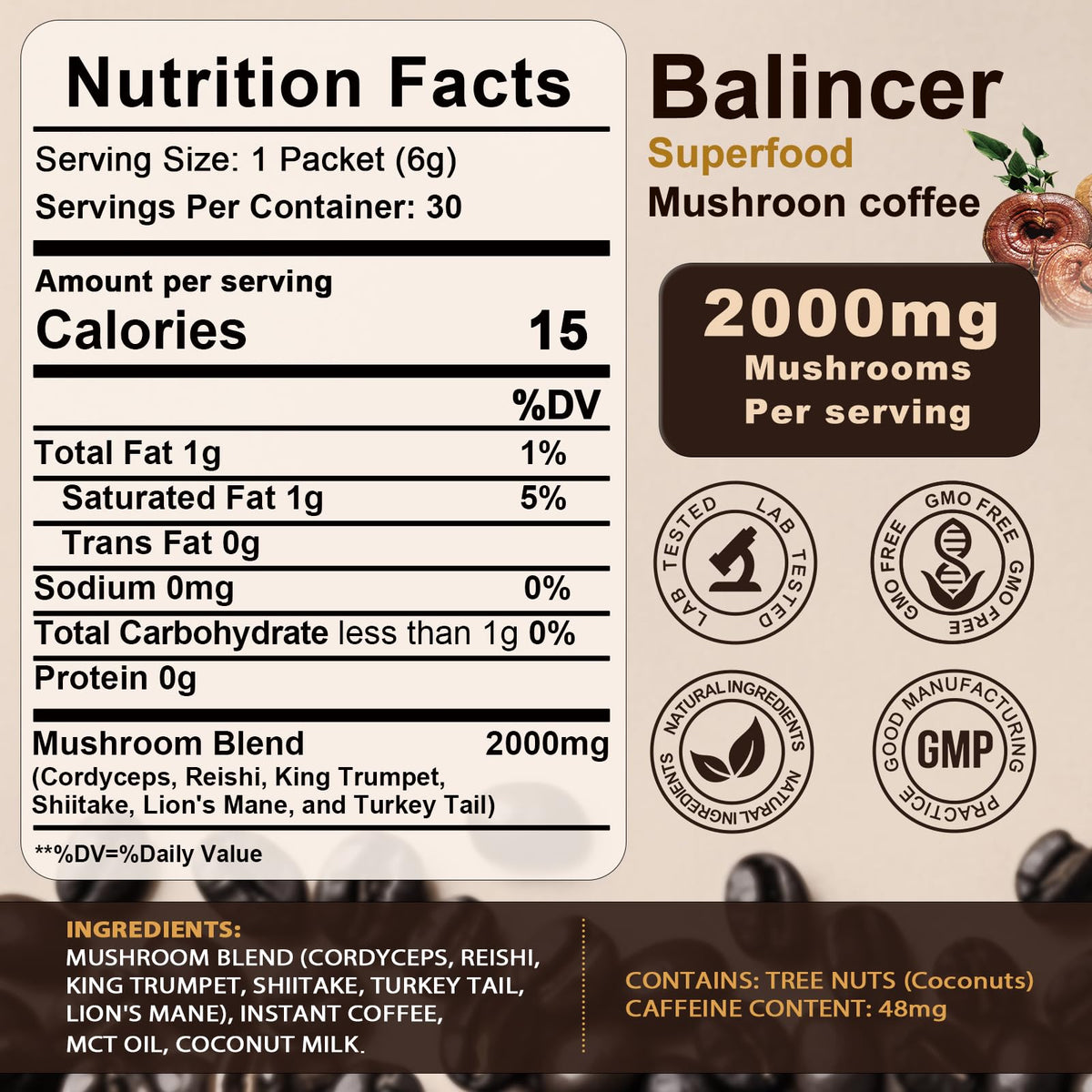 30 packets of mushroom coffee blend
