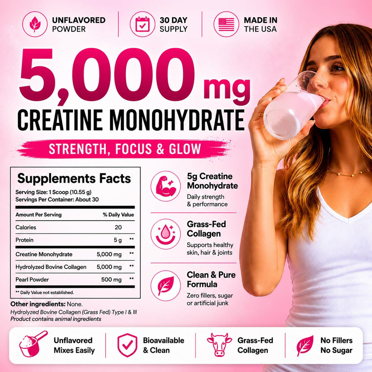 30 servings of creatine monohydrate