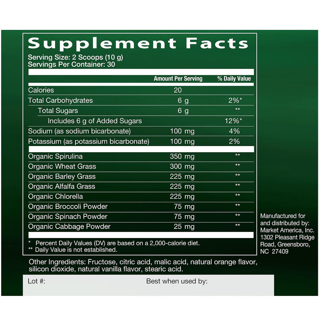 30 servings of organic greens powder