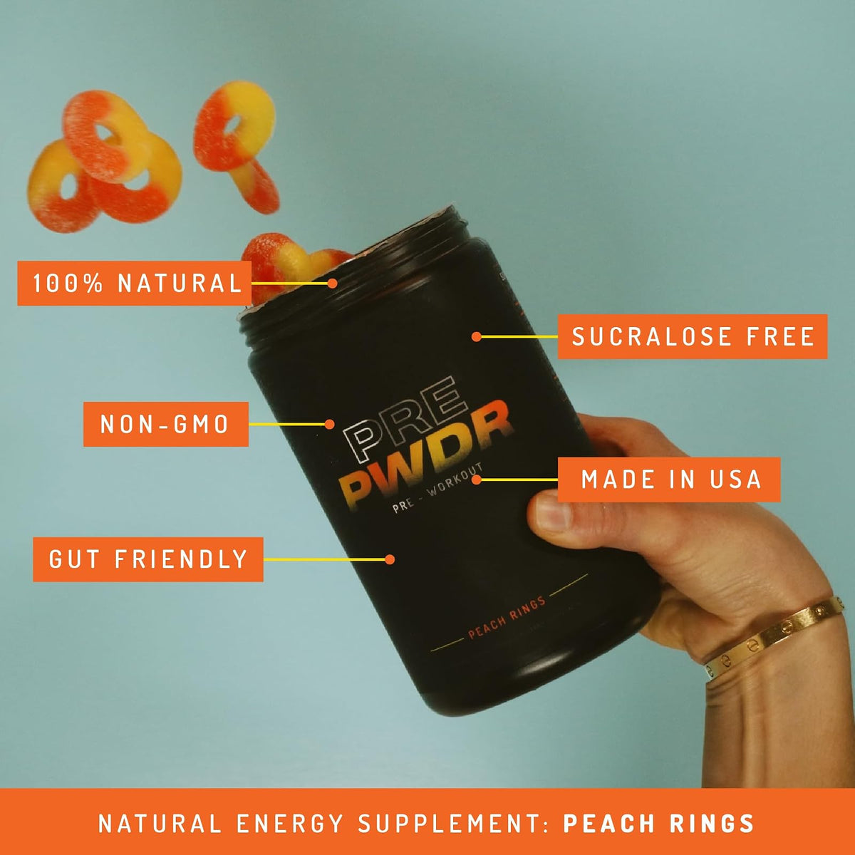 30 servings of peach gummi energy