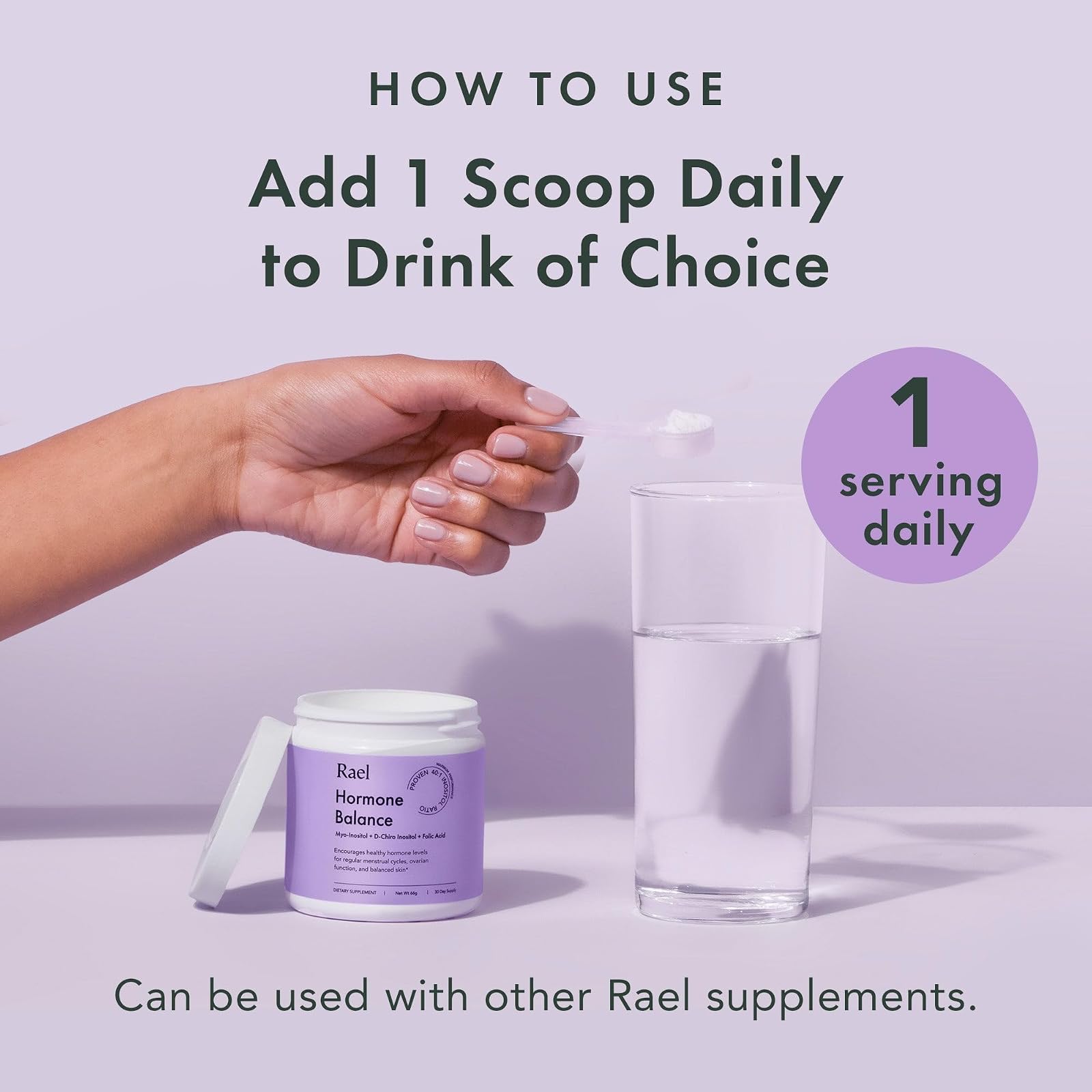 30 servings of Rael inositol powder