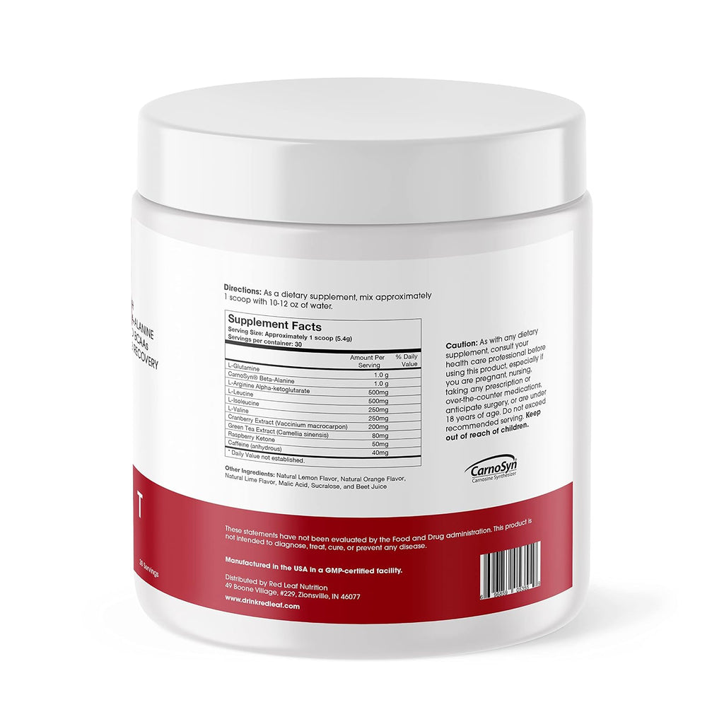 30 servings of Red Leaf pre-workout supplement