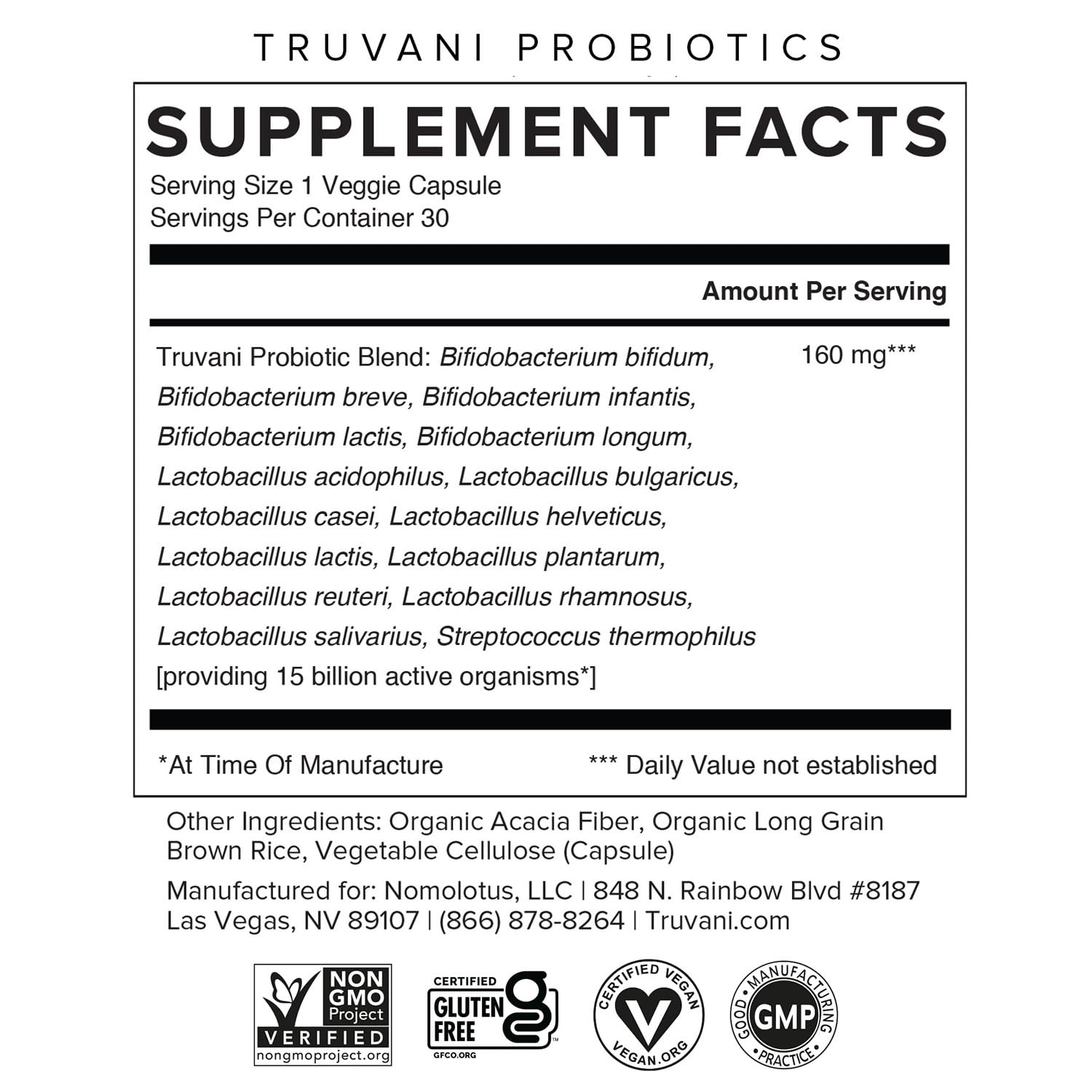 30 servings of Truvani probiotics