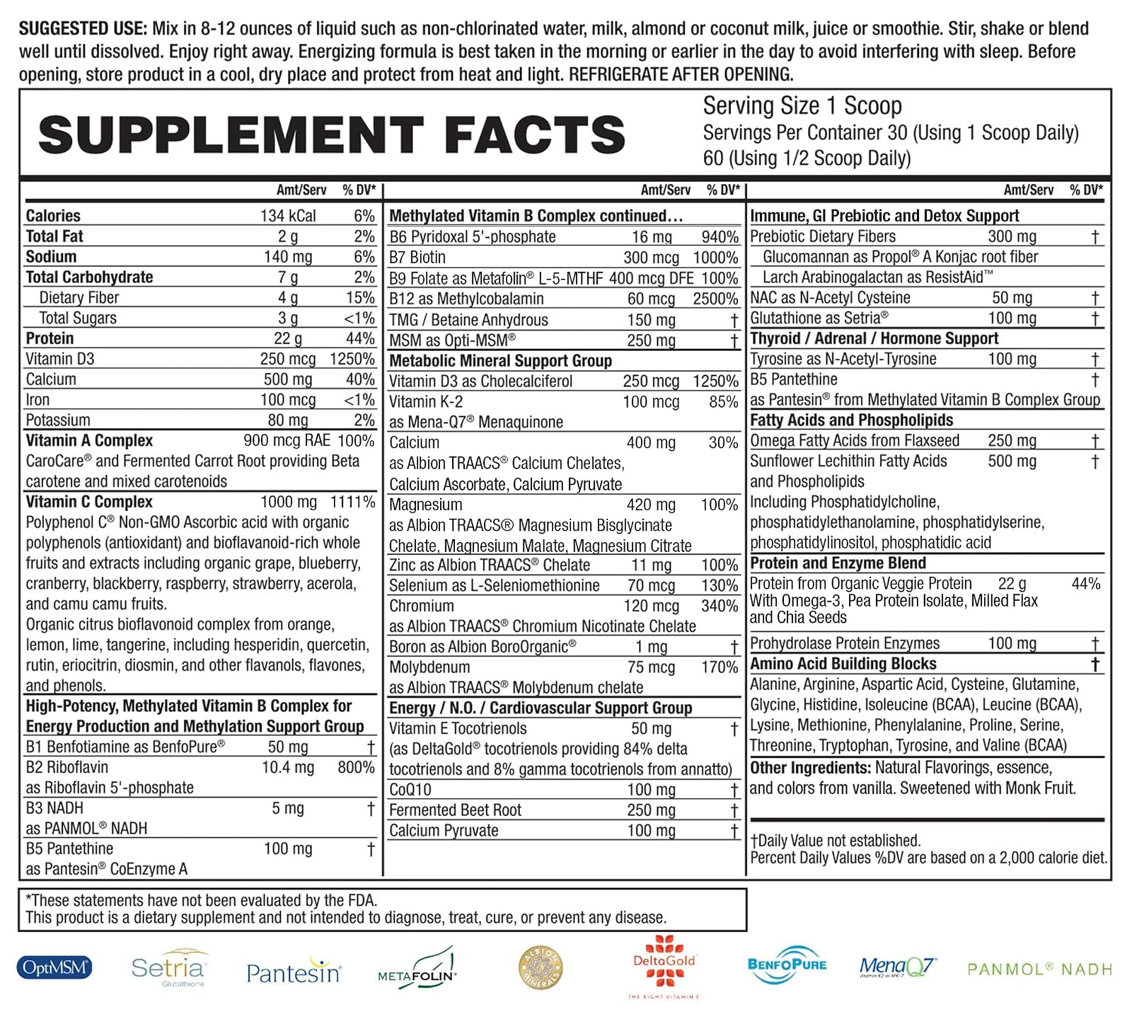 30 servings of vegan protein powder