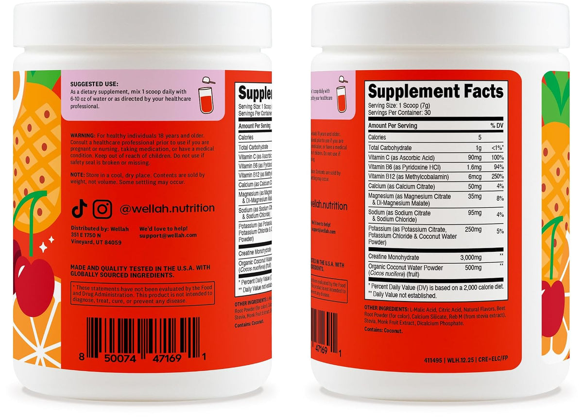 30 servings of Wellah creatine