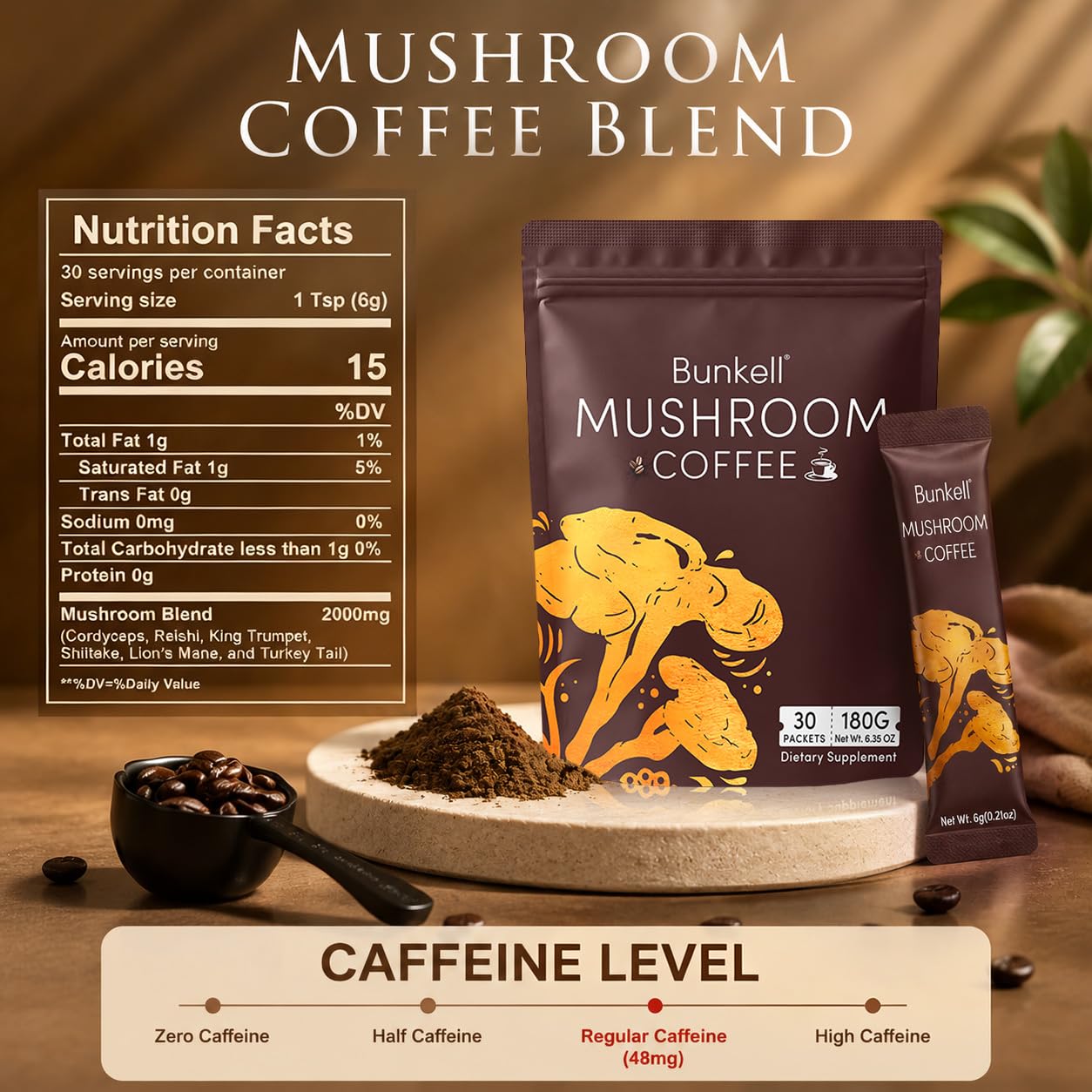 30 single packs of mushroom coffee