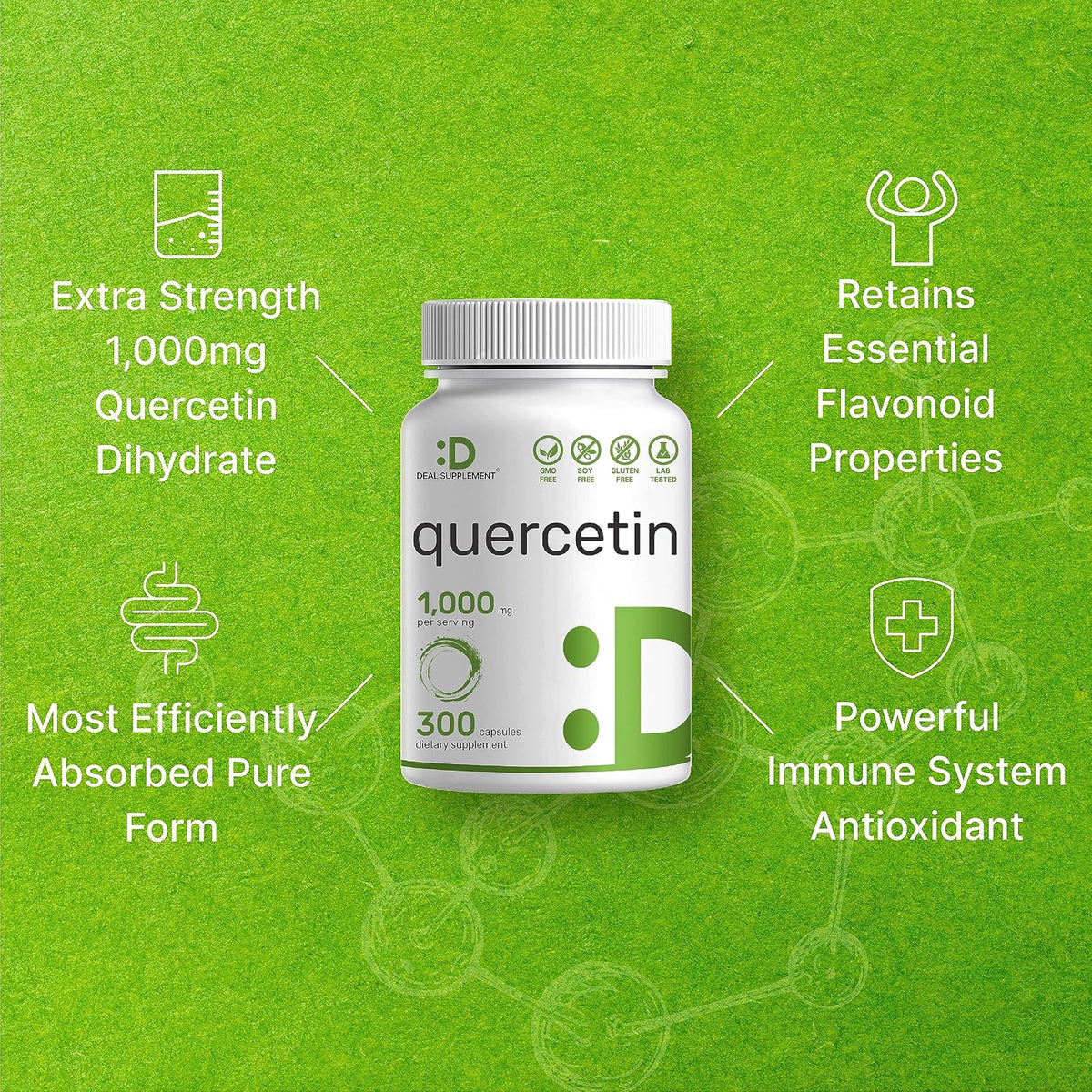 300 capsules of quercetin for daily use