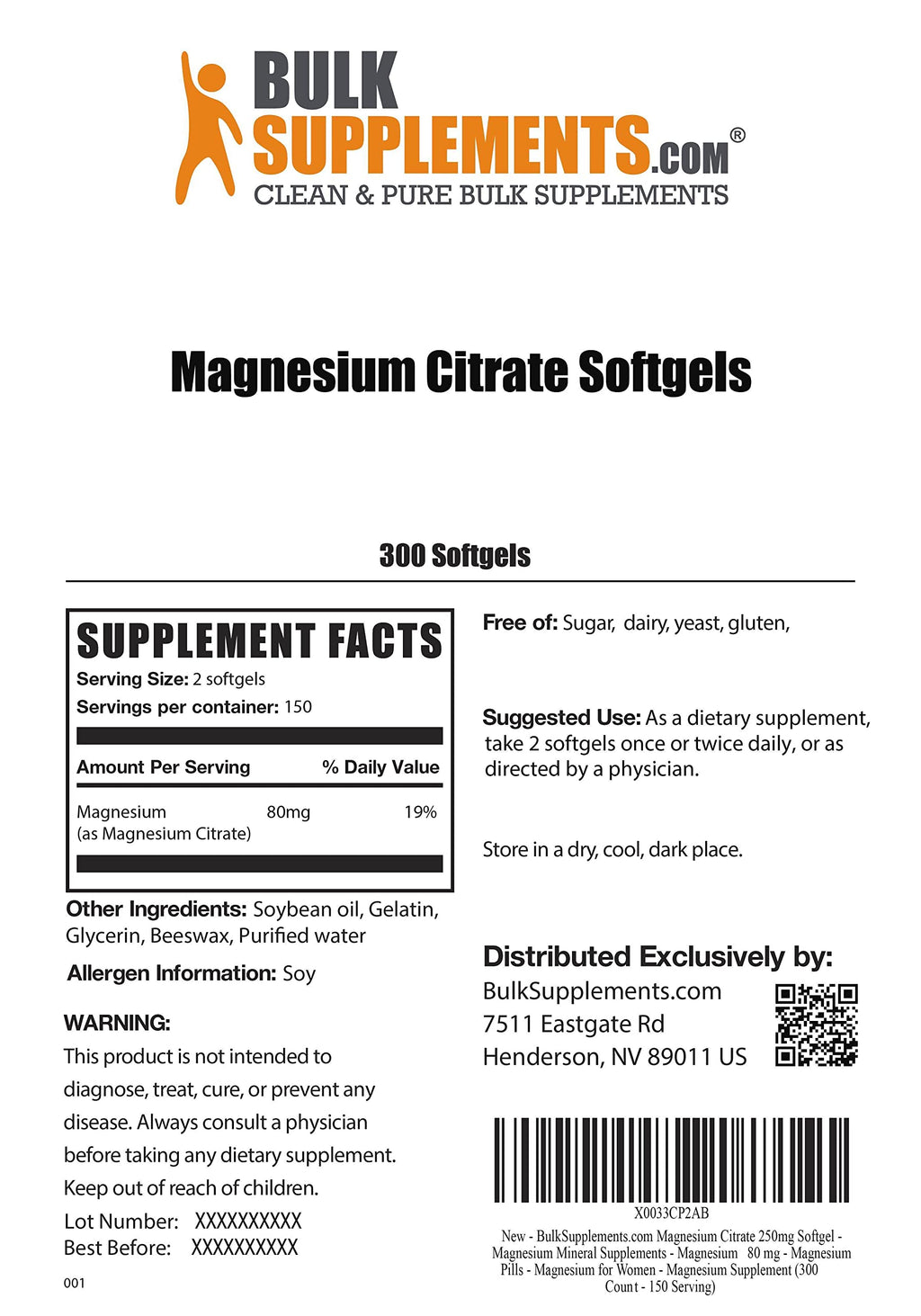 300 count magnesium pills for health