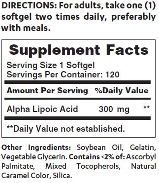 300 mg Alpha Lipoic Acid softgels