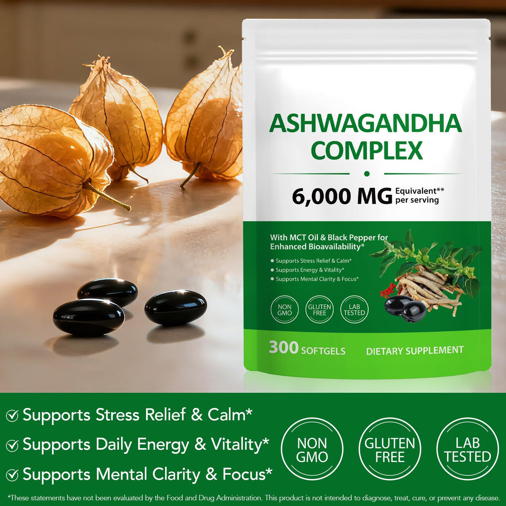 300 mg Ashwagandha softgels for stress relief