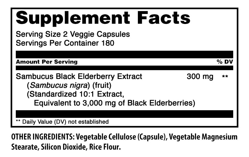 300 mg black elderberry supplement