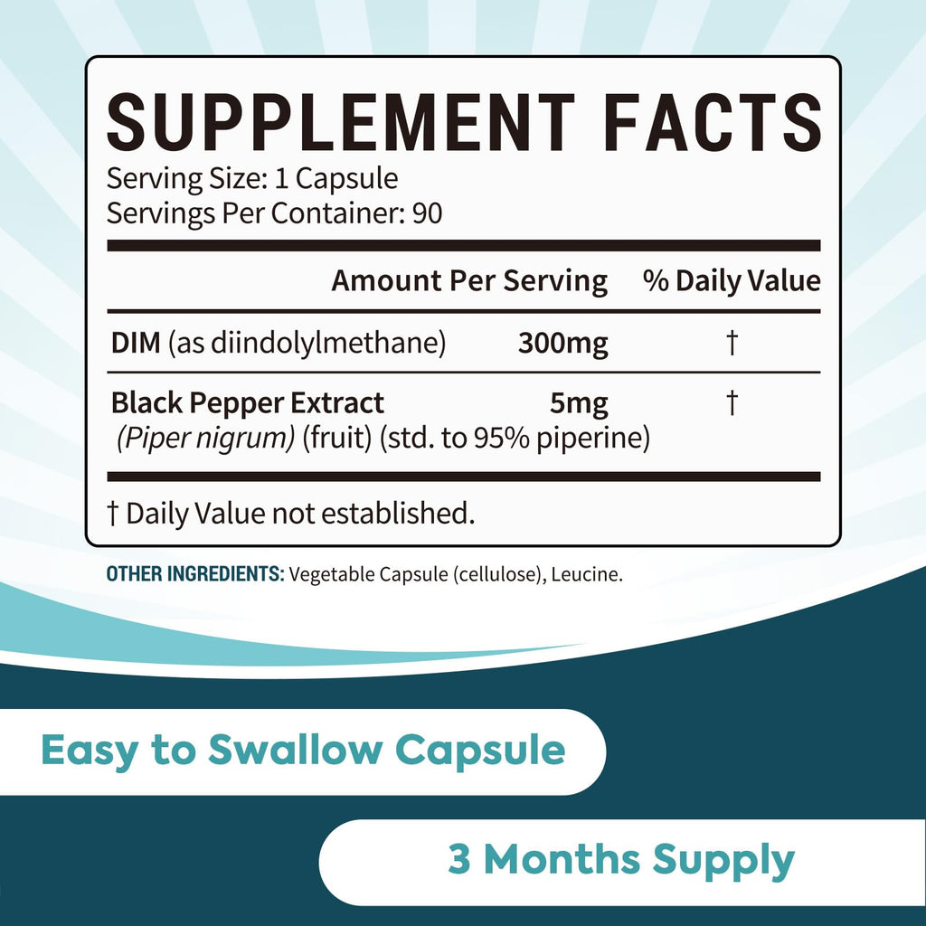 300 mg DIM supplement with black pepper