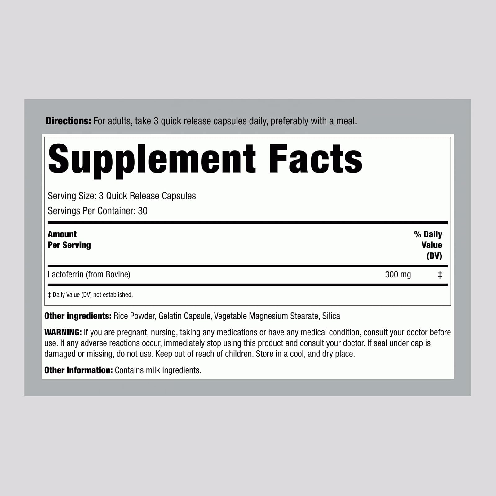 300 mg Lactoferrin capsules for wellness