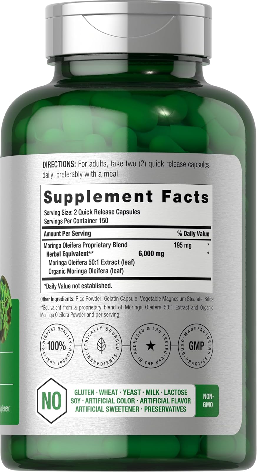300 mg Moringa capsules for energy