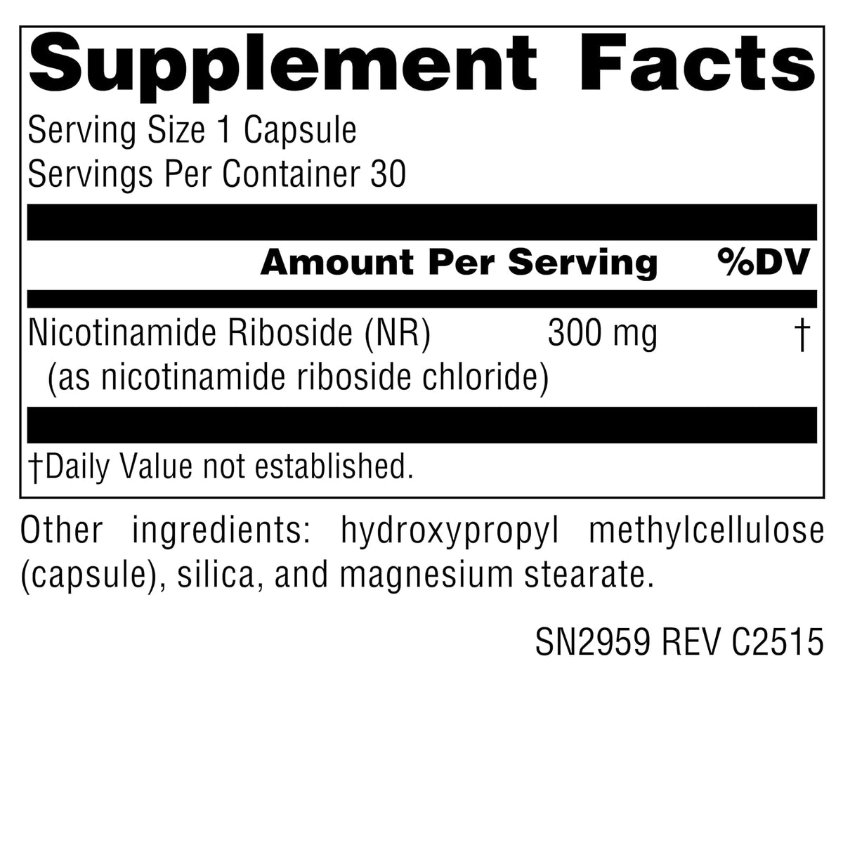 300 mg Nicotinamide Riboside supplement