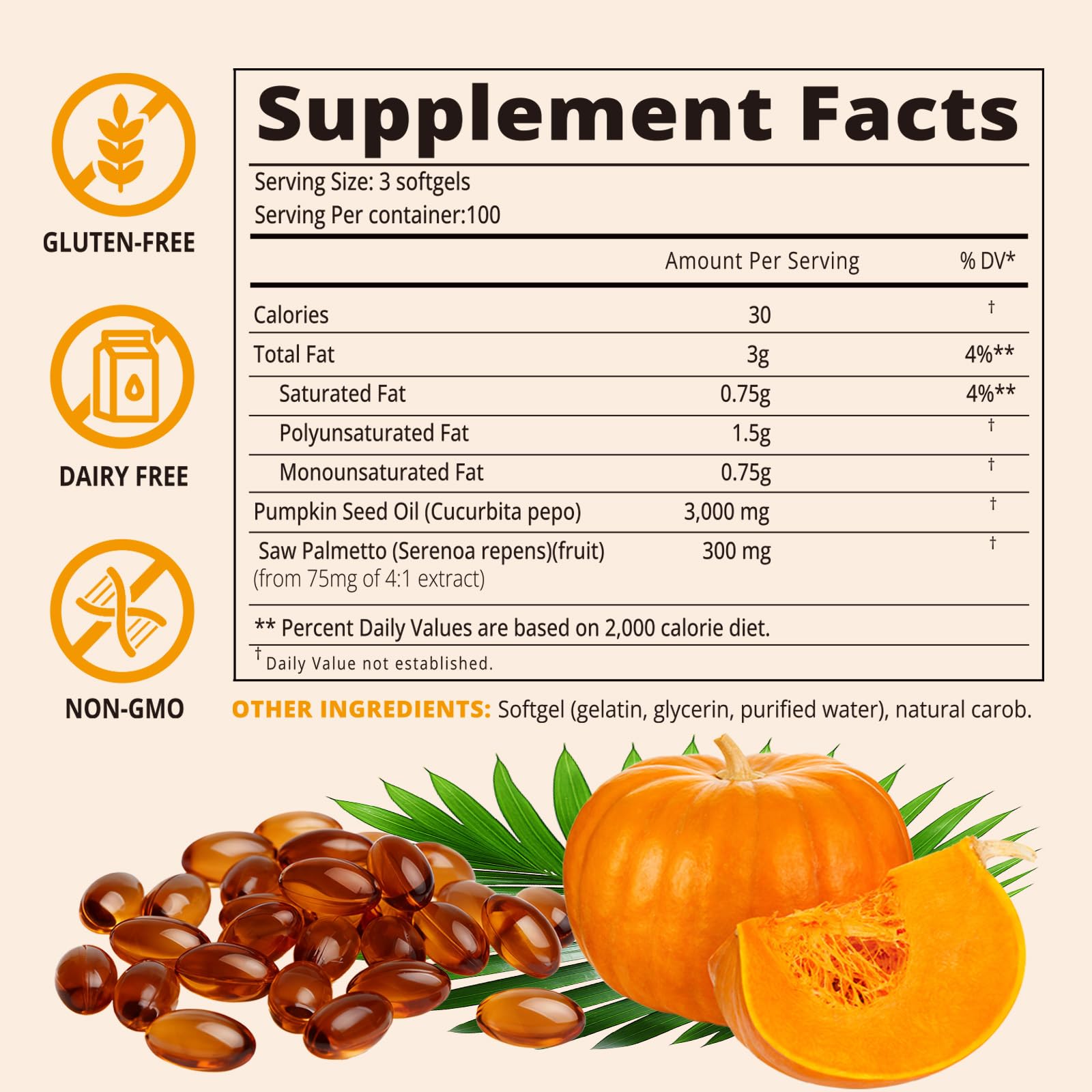 300 softgels of pumpkin seed oil