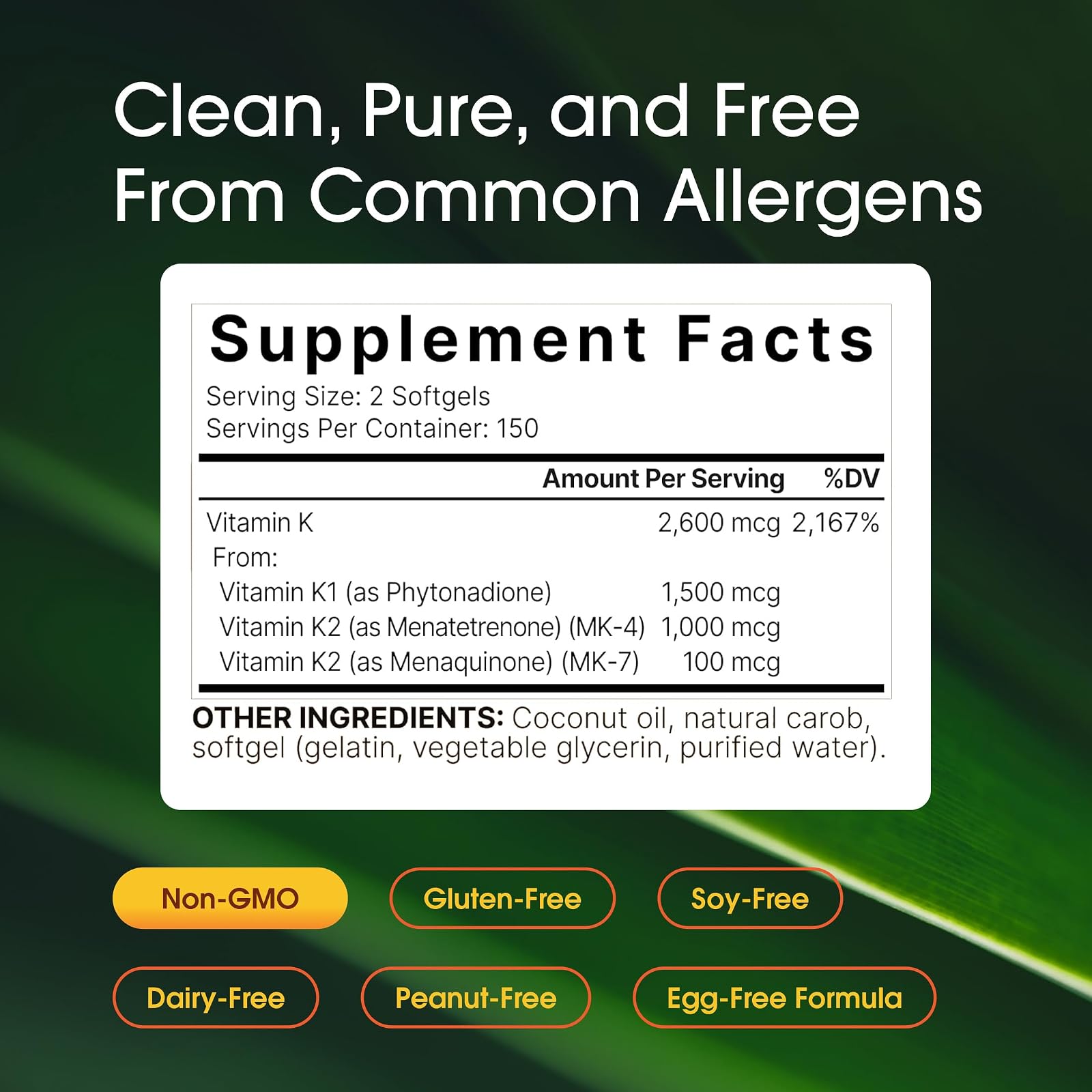 300 softgels of vitamin K complex
