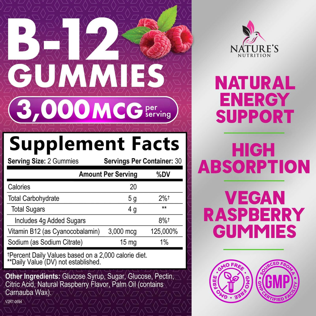 3000 mcg vitamin B12 for energy boost