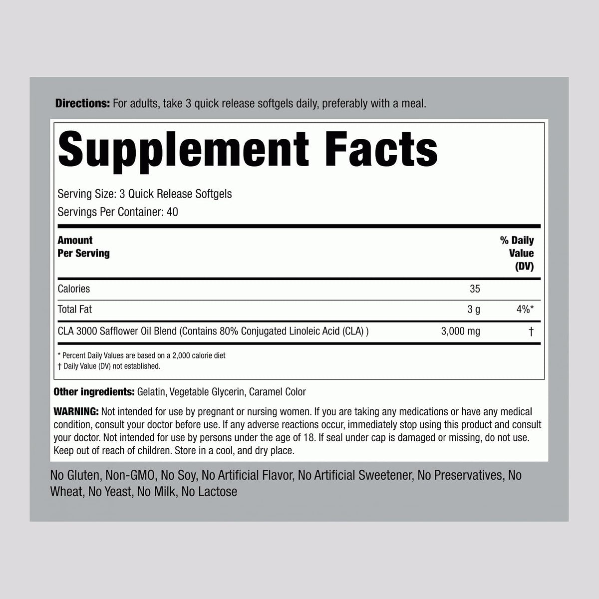3000 mg CLA for fat burning