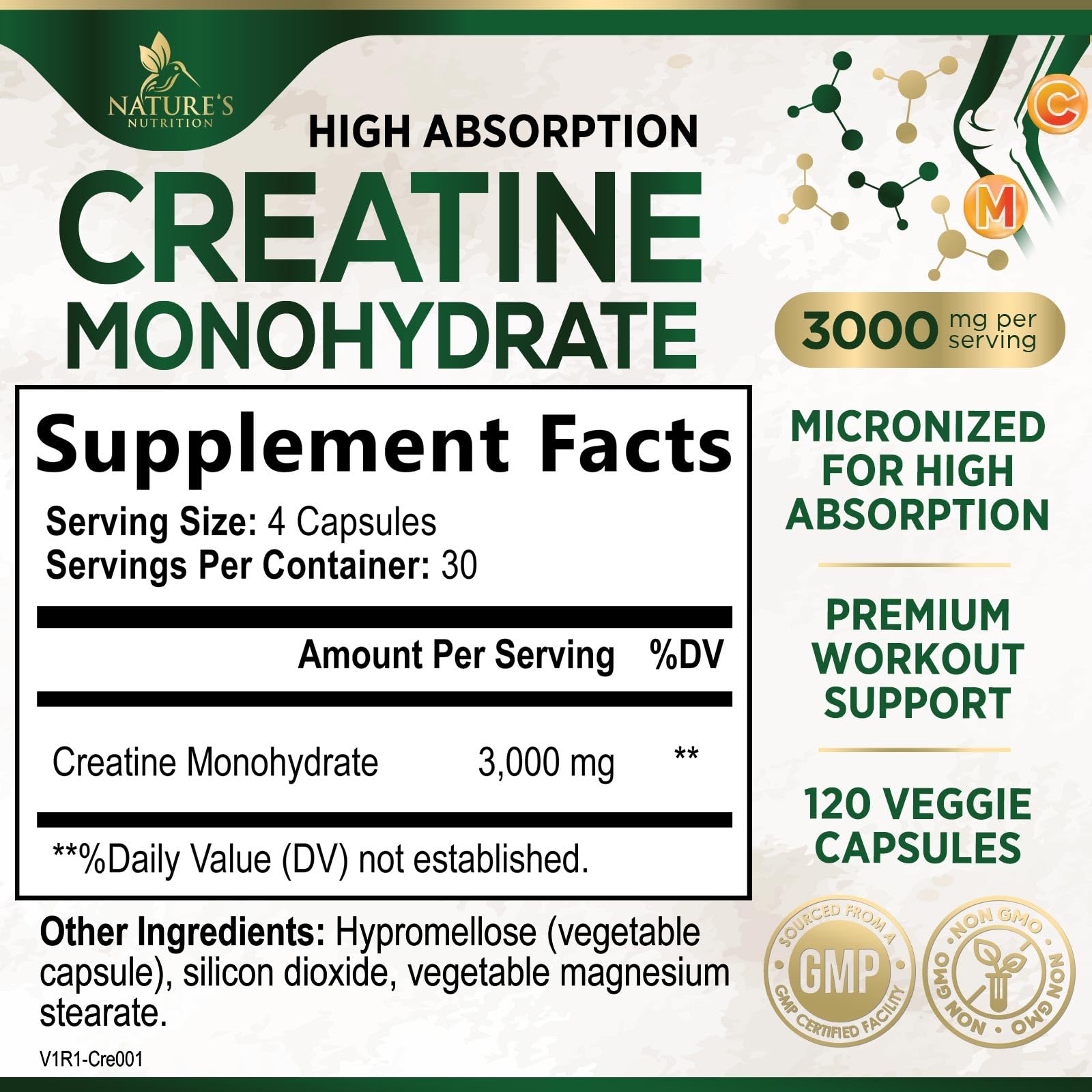 3000 mg creatine monohydrate capsules