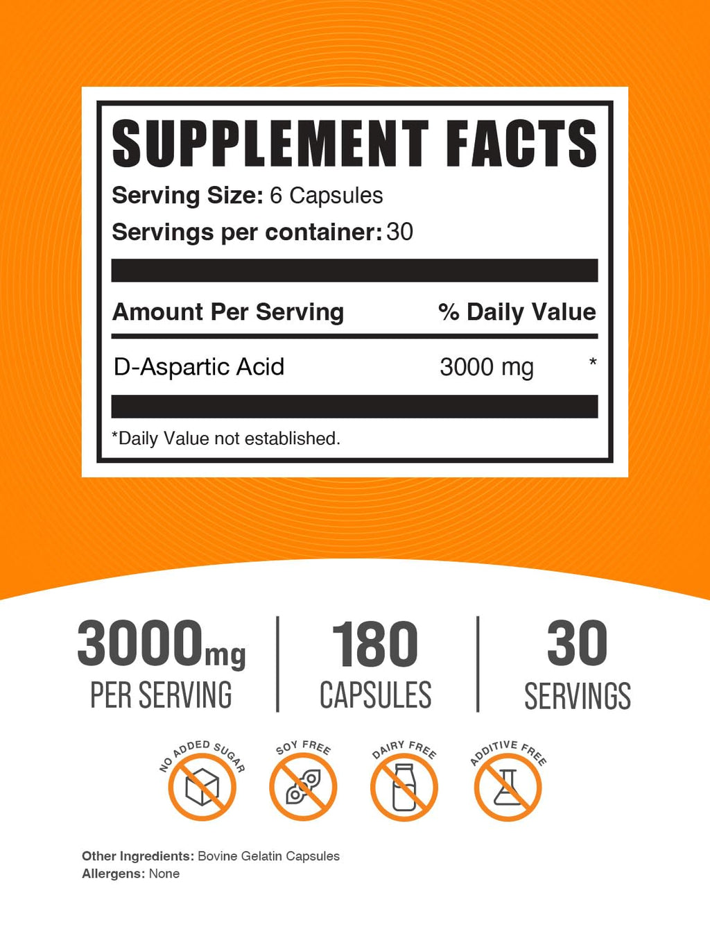 3000 mg D-Aspartic Acid capsules for men