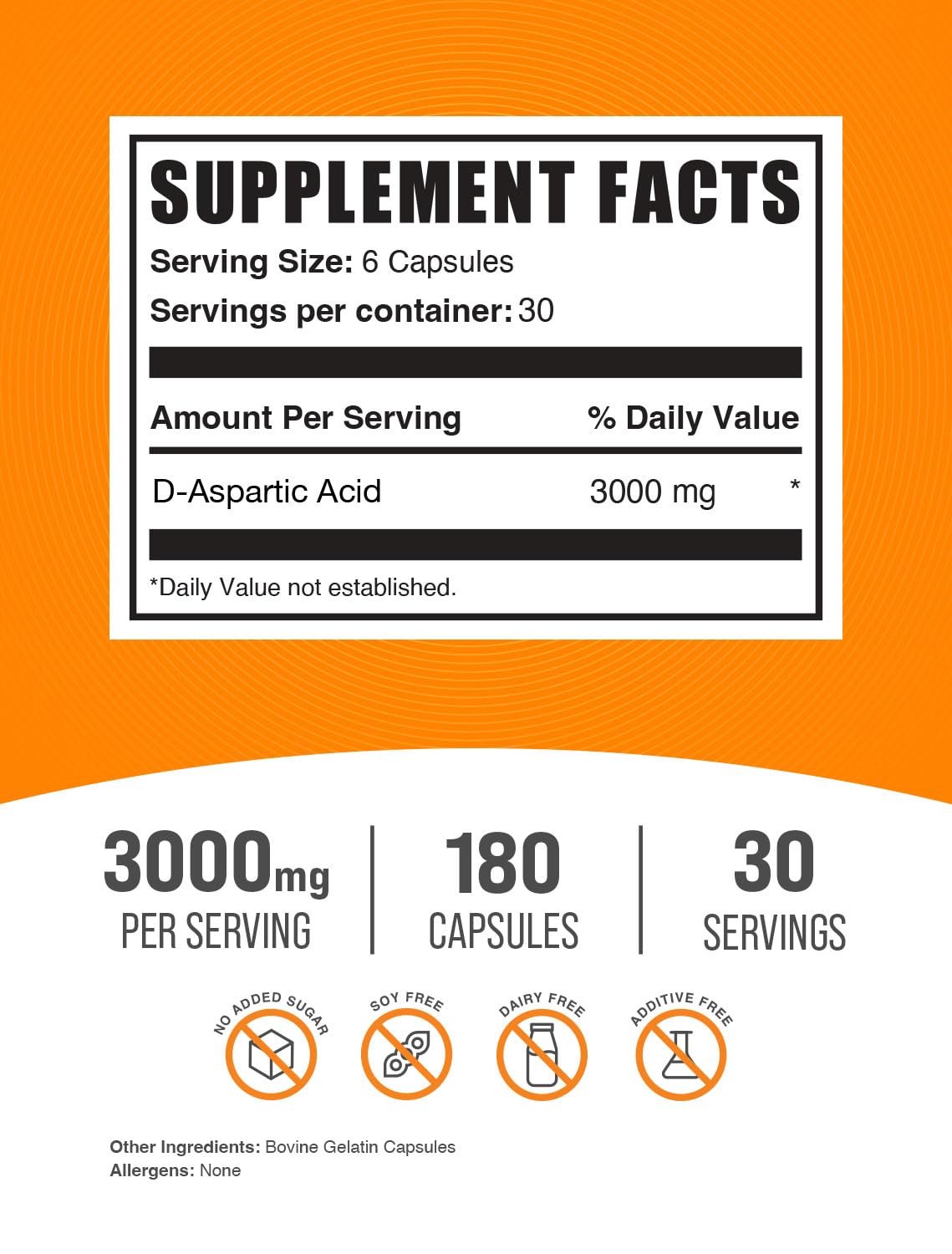 3000 mg D-Aspartic Acid capsules for men