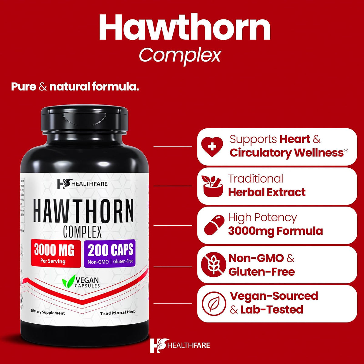 3000 mg Hawthorn capsules for heart health