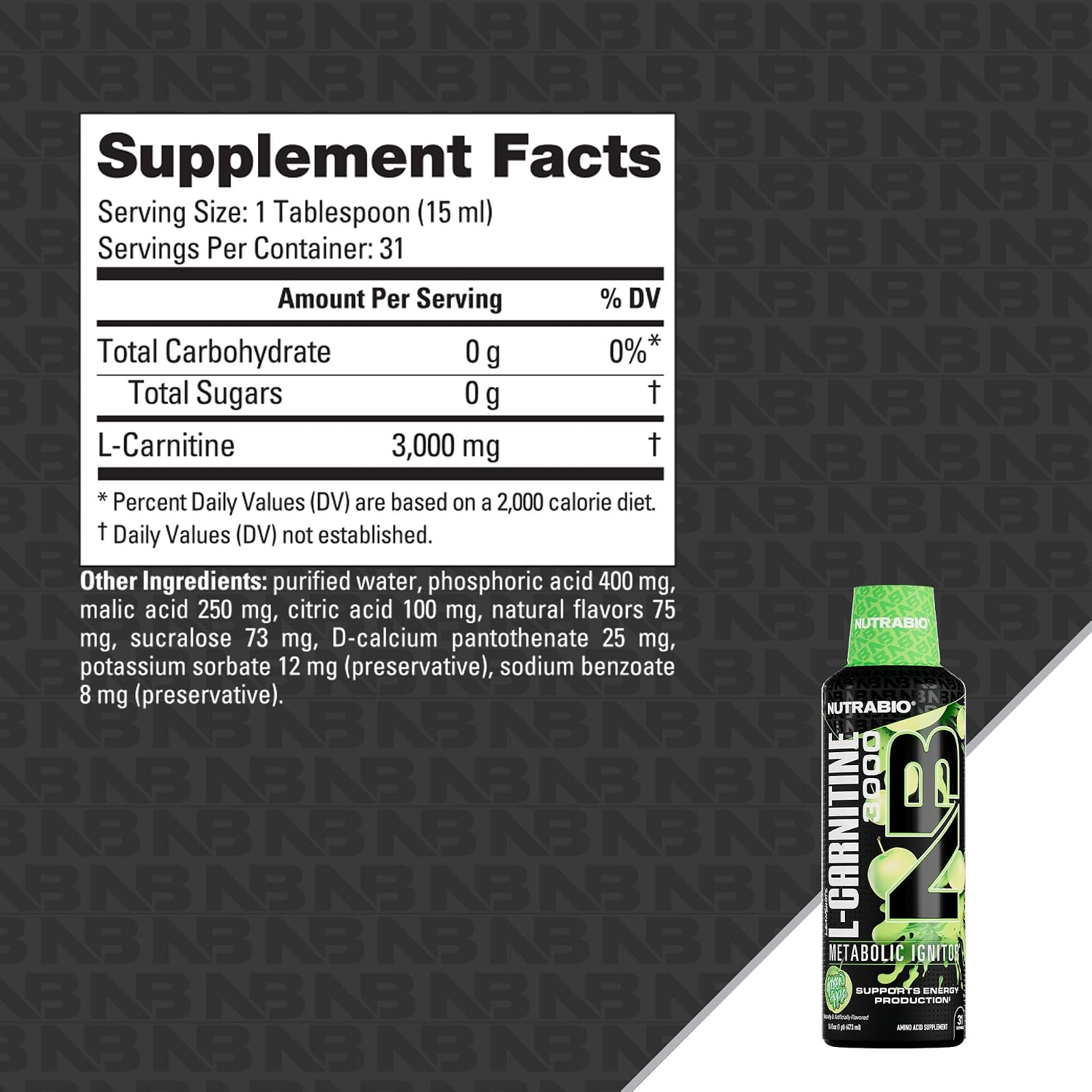3000 mg L-Carnitine energy boost