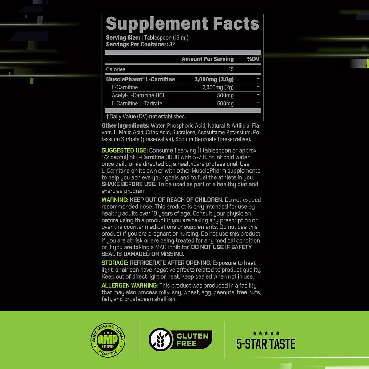 3000 mg L-Carnitine for energy boost