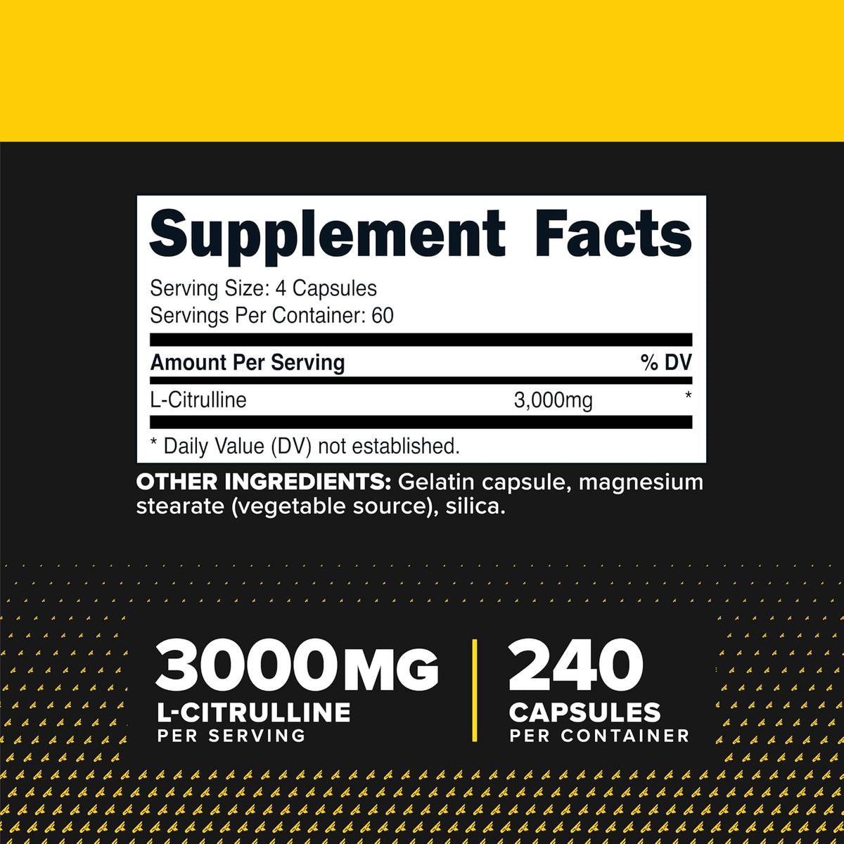 3000 mg L-Citrulline capsules for energy