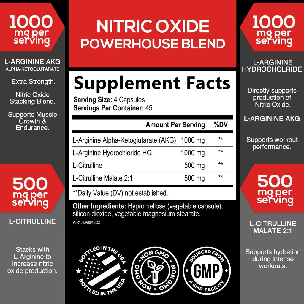 3000 mg Nitric Oxide blend capsules