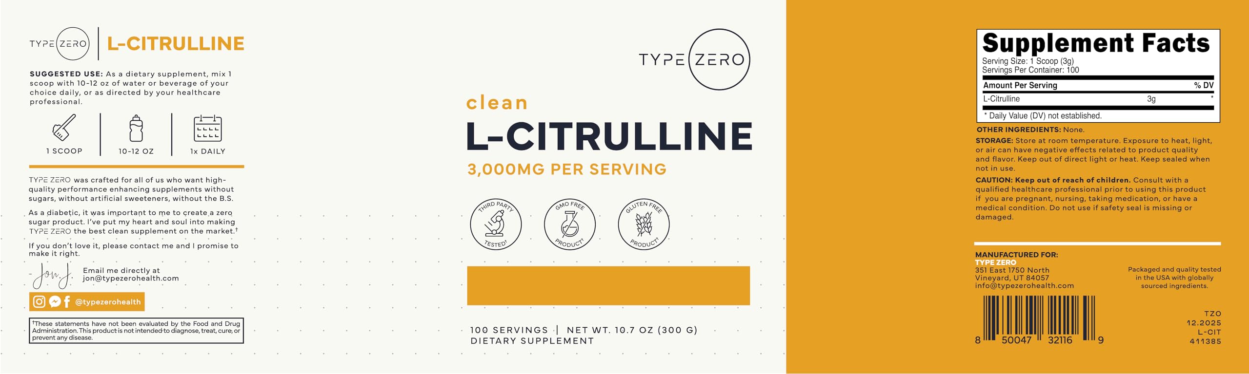 3000mg L-Citrulline for better circulation