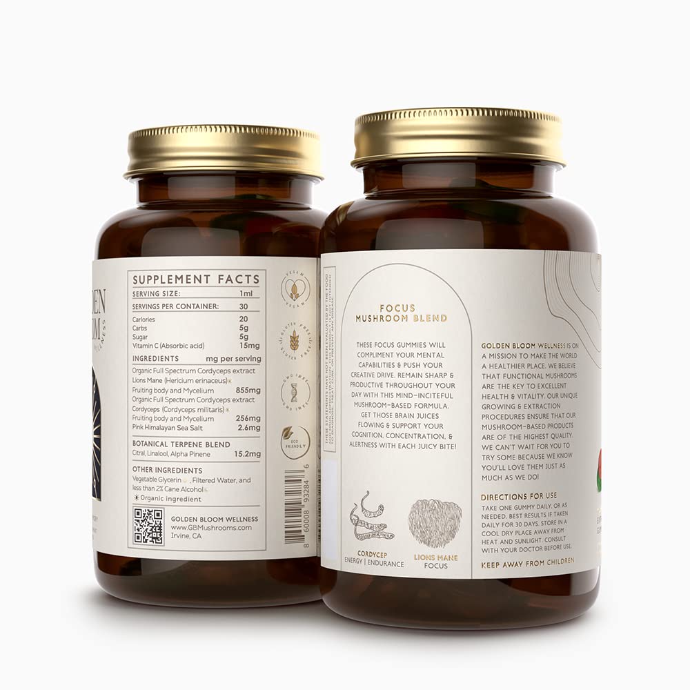30ct bottle of mushroom wellness gummies