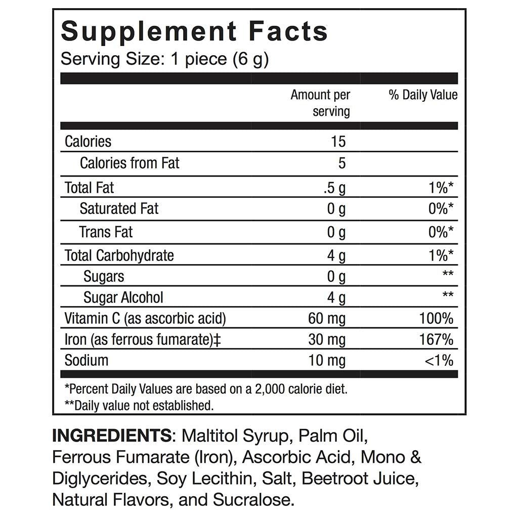 30mg iron chews for energy
