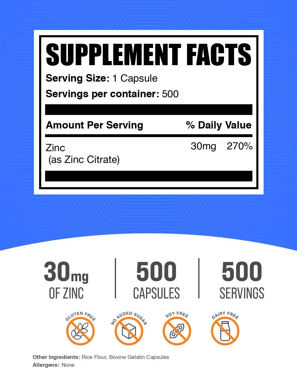 30mg zinc capsules for health
