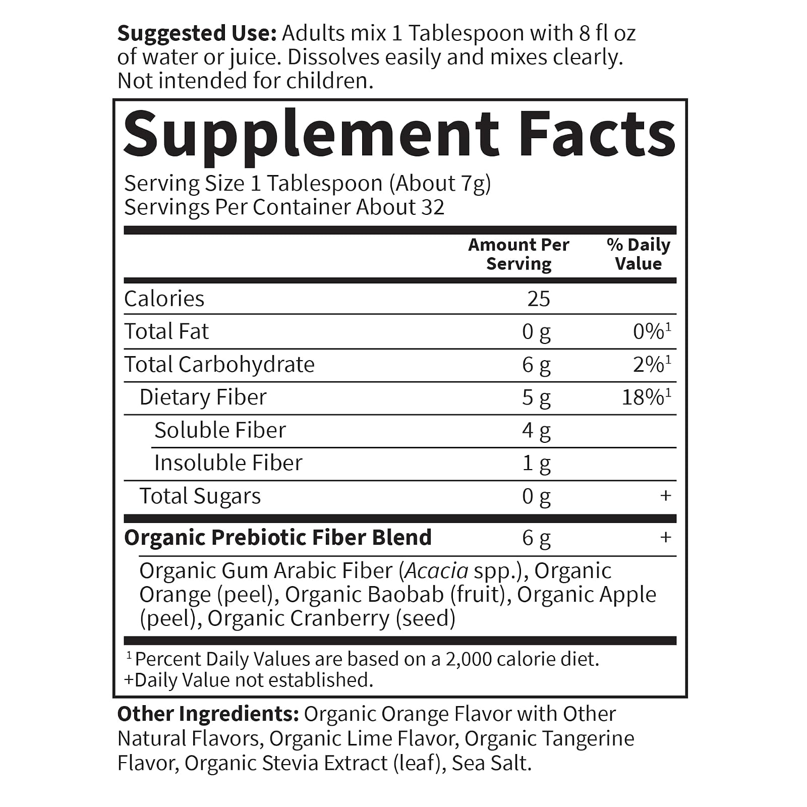32 servings of organic fiber