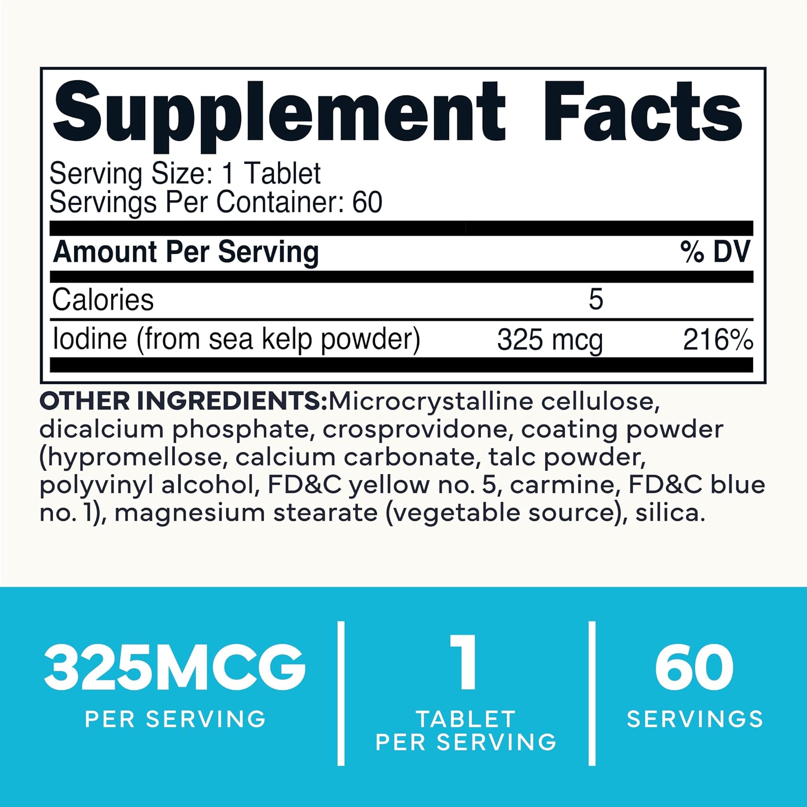 325 mcg iodine tablets for daily use