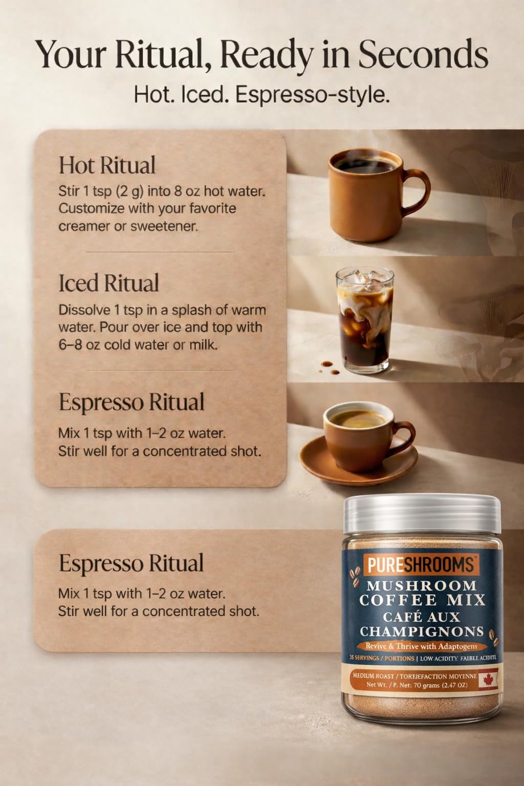 35 servings of mushroom coffee