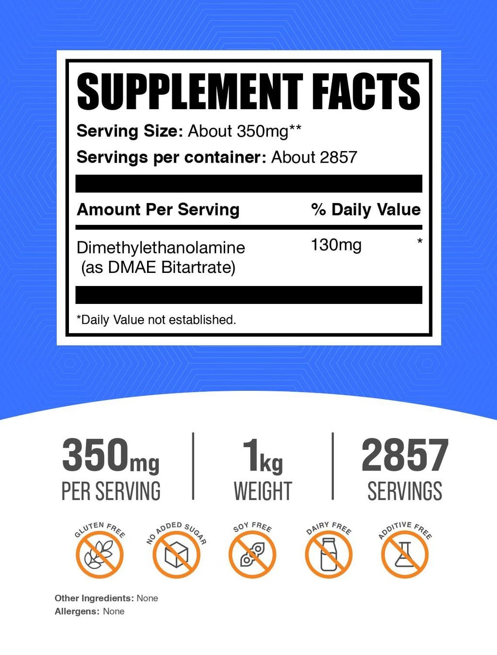 350 mg DMAE Bitartrate antioxidant supplement