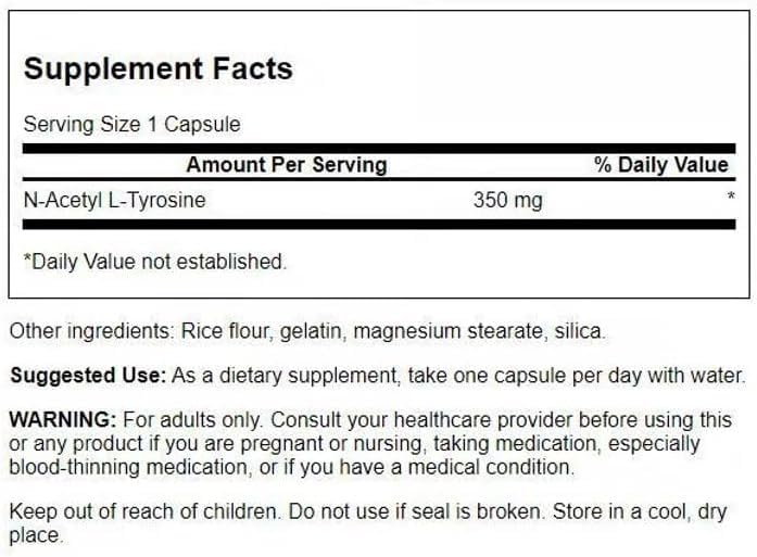 350 mg N-Acetyl L-Tyrosine supplement