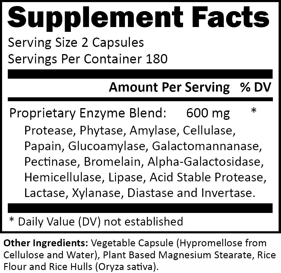 360 capsules of digestive enzyme support