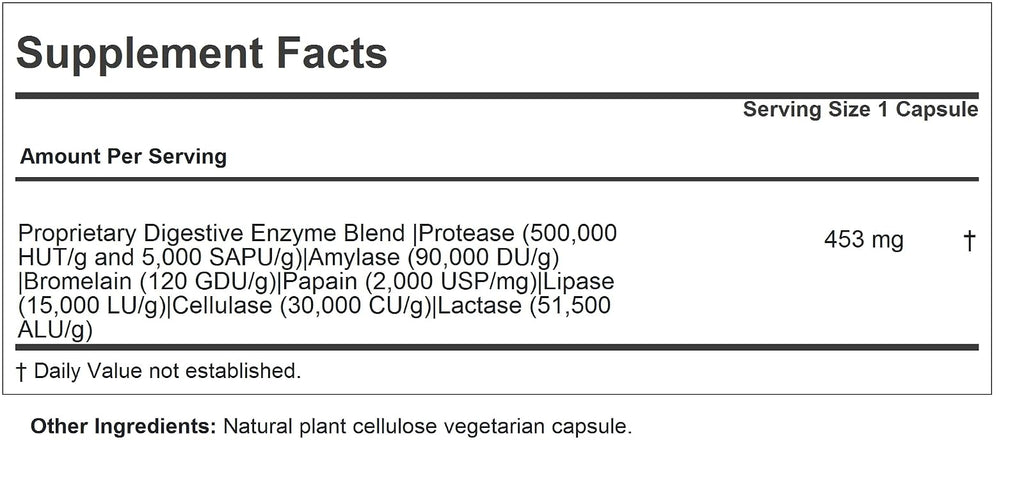 360 capsules of digestive enzymes support