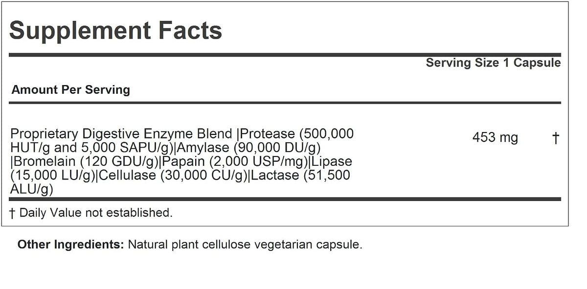 360 capsules of digestive enzymes support