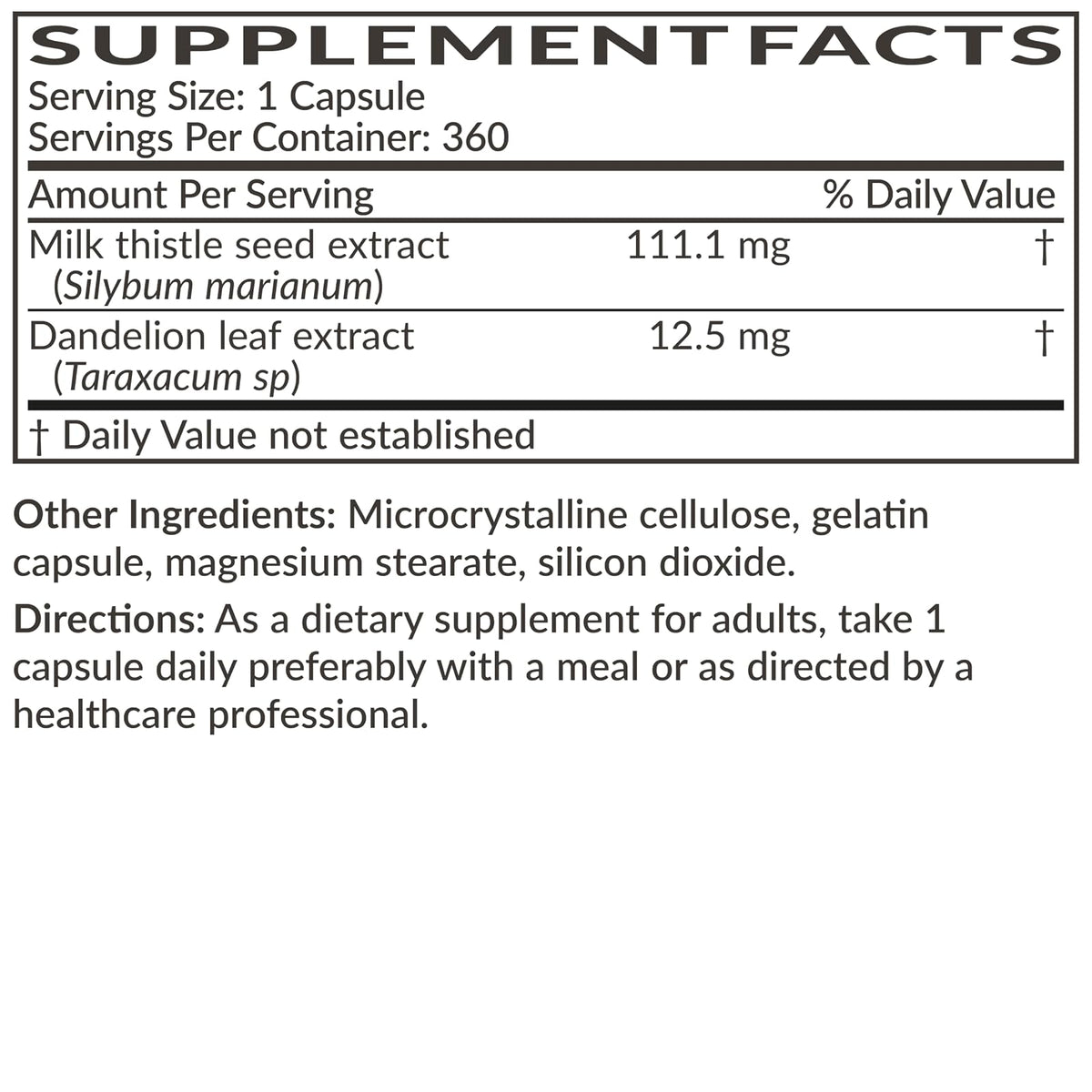 360 capsules of milk thistle goodness