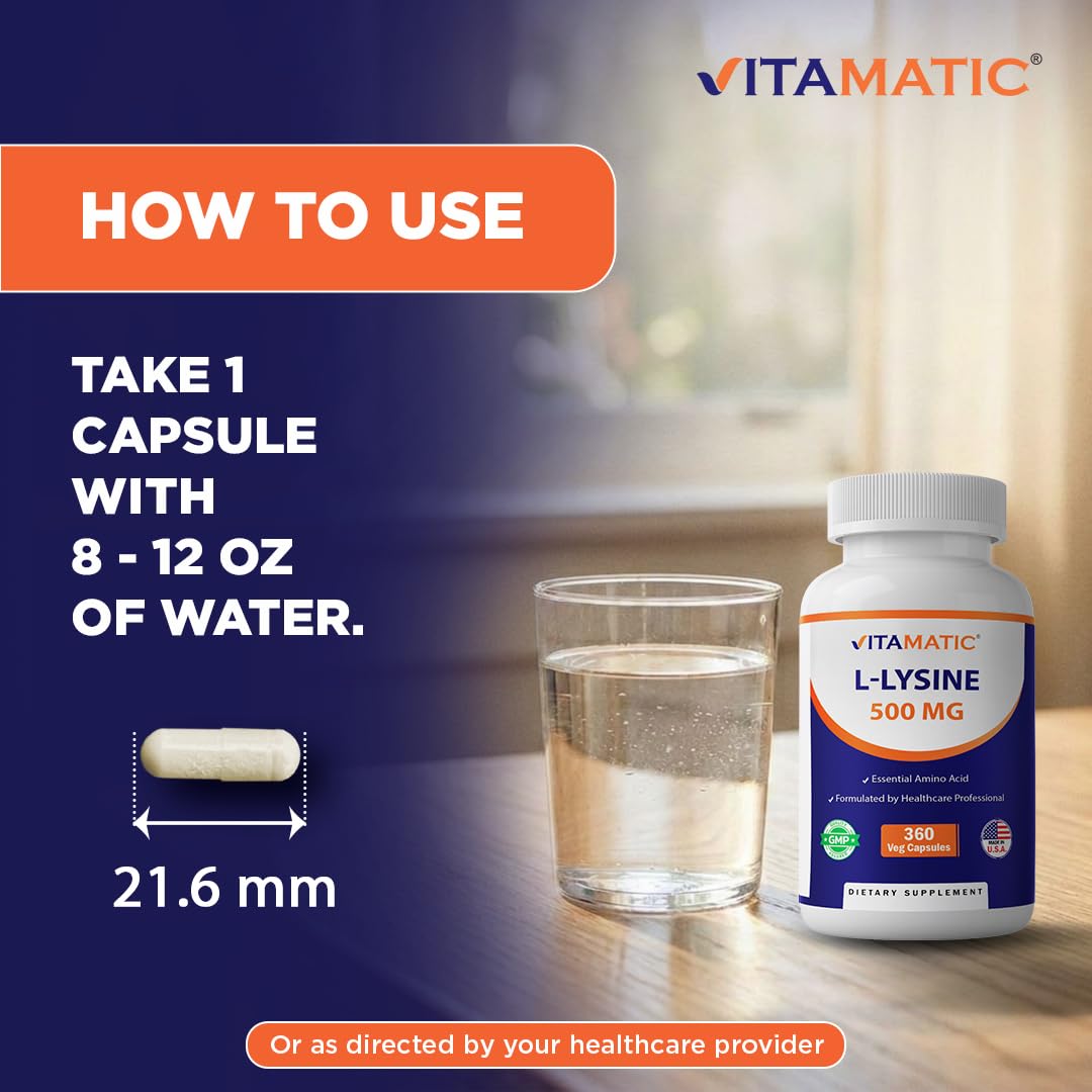 360 count L-Lysine supplement bottle