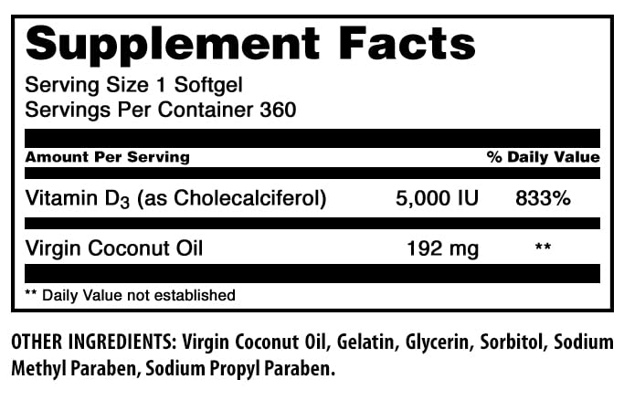 360 count Vitamin D3 softgels
