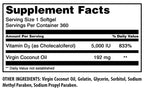 360 count Vitamin D3 softgels