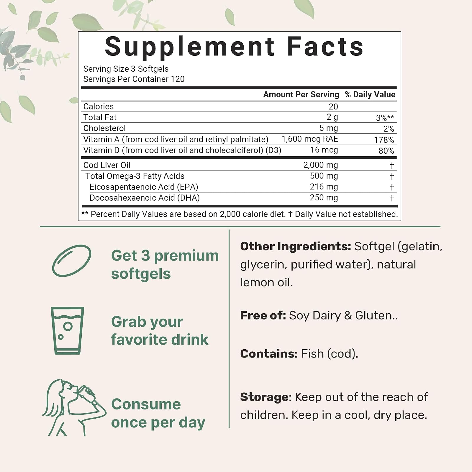 360 softgels of cod liver oil