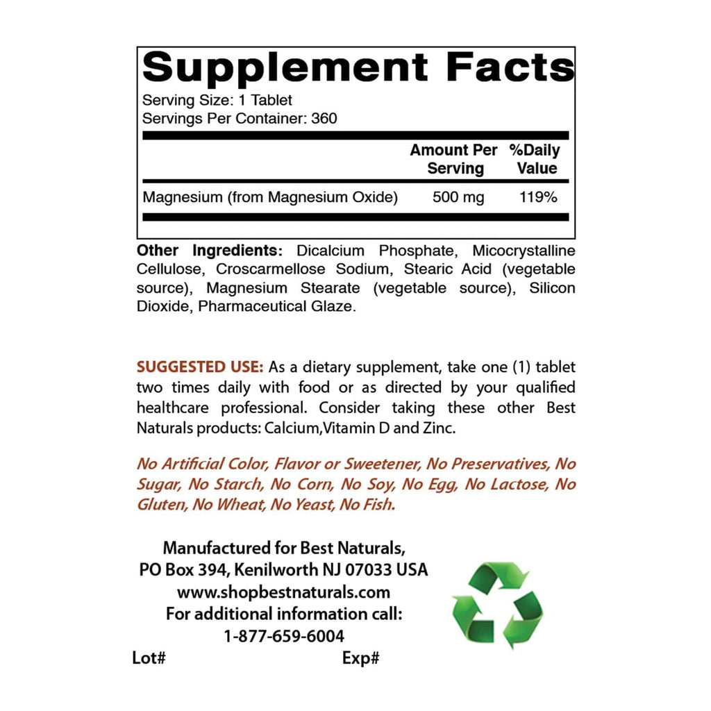 360 tablets for daily magnesium intake
