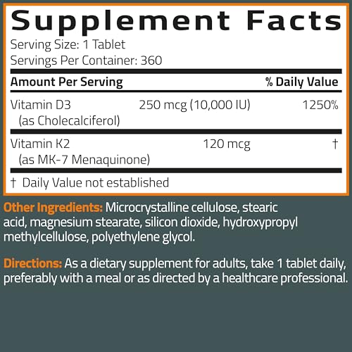 360 tablets of Vitamin D3 K2